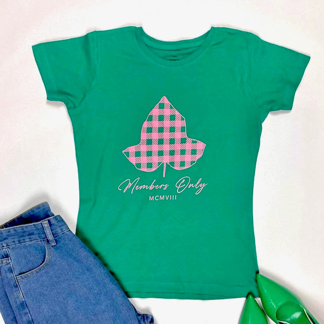 Members Only Gingham-Print Tee In Vintage Green – The Lettered Greek ...